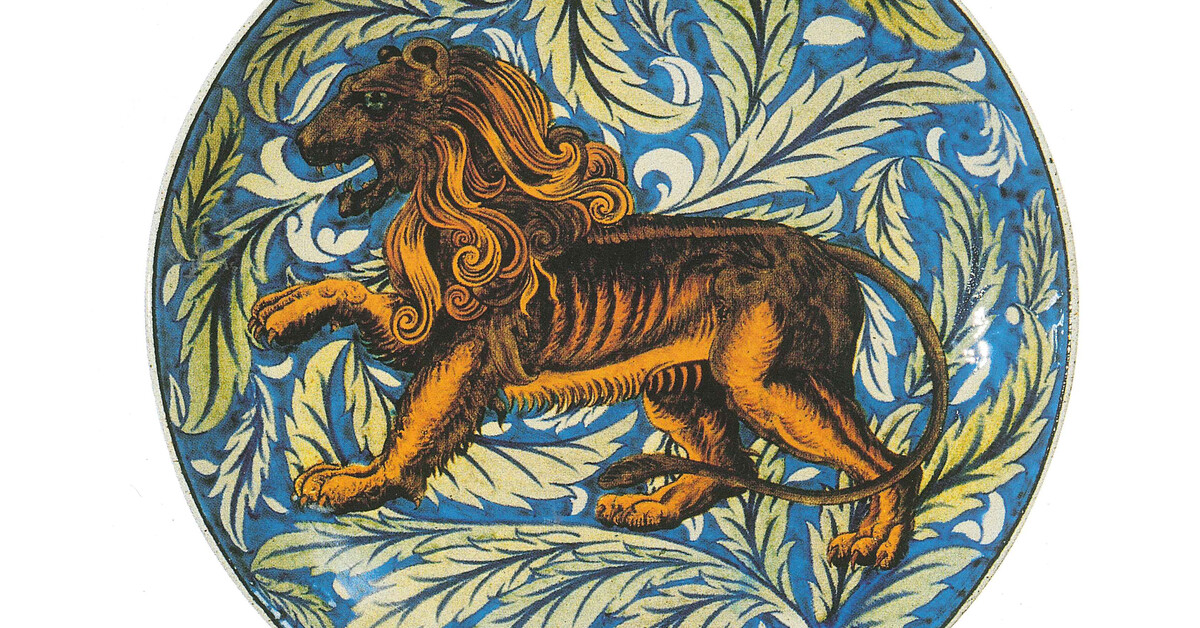 William De Morgan, Ferocious Lion Dish, 1888-1907 | Watts Gallery